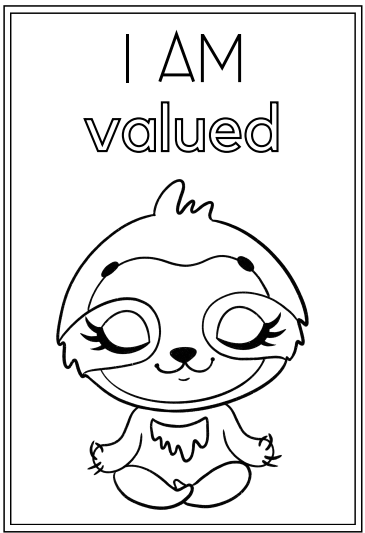 Mindful Positive Affirmation Coloring Pages PDF Printable Worksheets ...